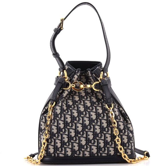 Dior | Bags | Christian Dior Cest Bucket Bag Oblique Canvas Medium Blue ...